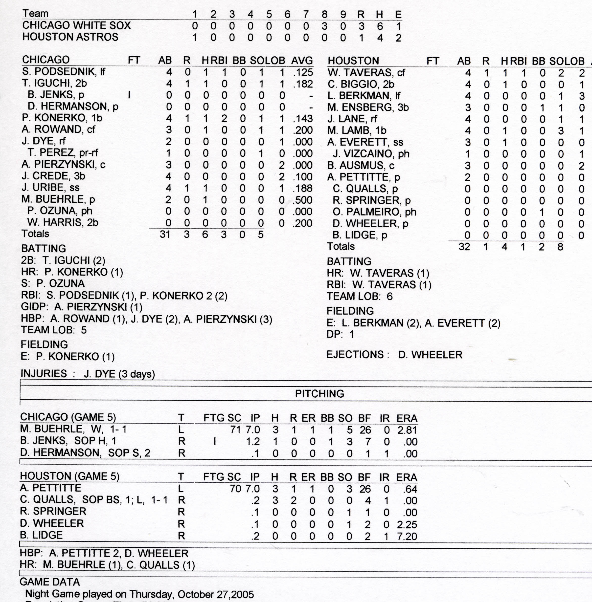 2005 World Series: Game 5 | The Pecan Park Eagle